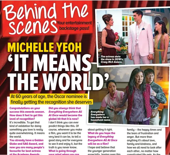 MICHELLE YEOH ‘IT MEANS THE WORLD’ - PressReader