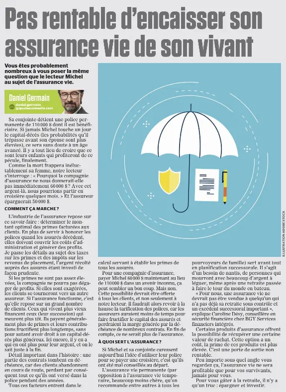 Pas rentable d’encaisser son assurance vie de son vivant - PressReader