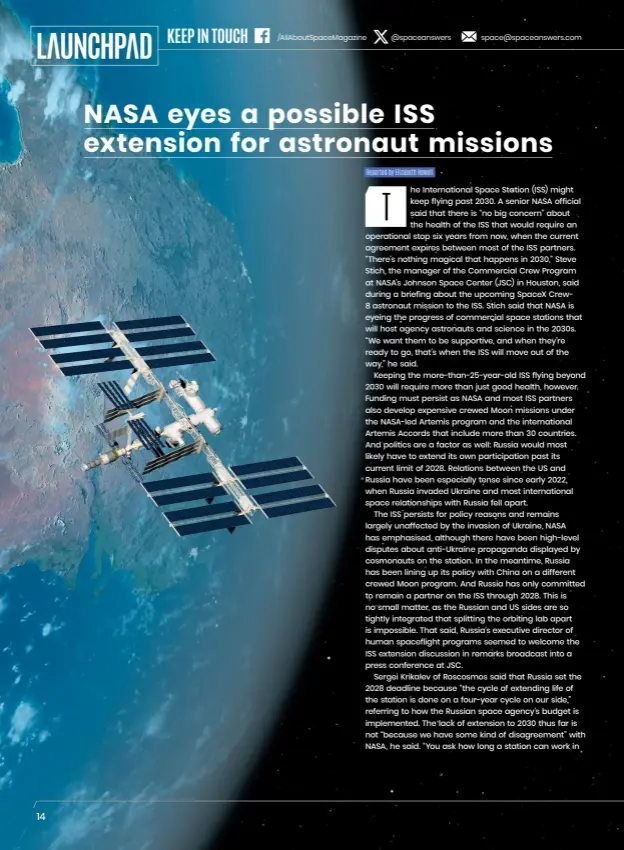 NASA eyes a possible ISS extension for astronaut missions - PressReader