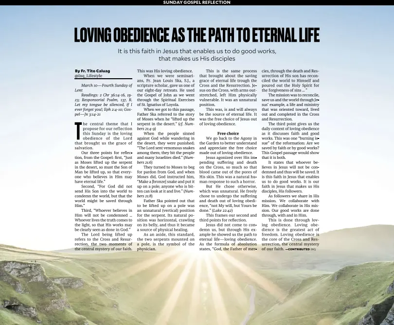 LOVING OBEDIENCE AS THE PATH TO ETERNAL LIFE - PressReader