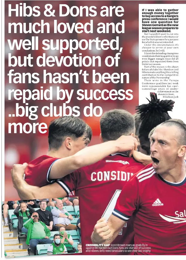 Hibs & Dons are much loved and well supported, but devotion of fans hasn’t been repaid by ...