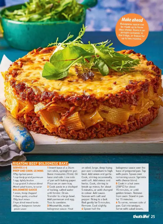RIGATONI BEEF BOLOGNESE BAKE - PressReader