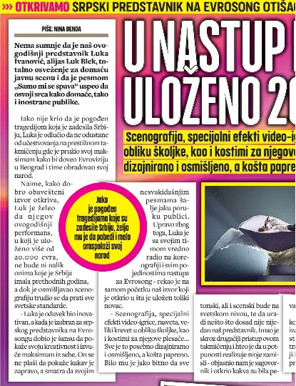 U NASTUP LUKA BLEKA ULOŽENO 20.000 EVRA - PressReader