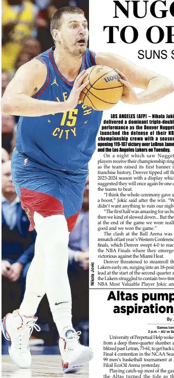 NUGGETS CLIP LAKERS TO OPEN TITLE DEFENSE - PressReader