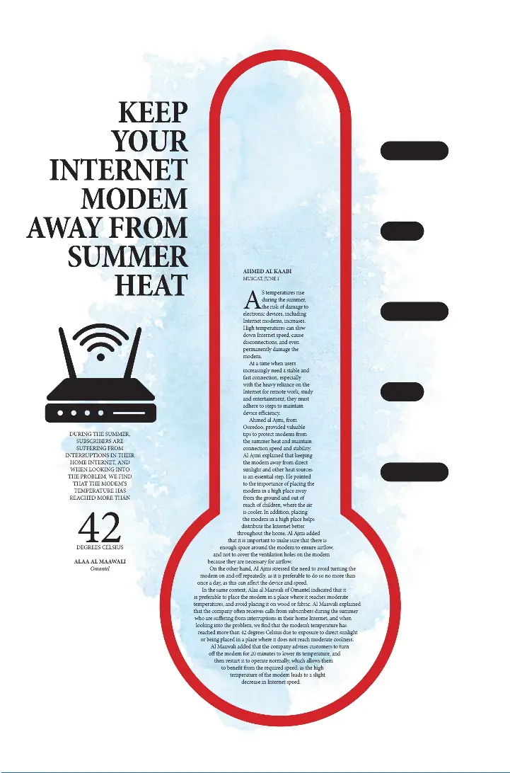 KEEP YOUR INTERNET MODEM AWAY FROM SUMMER HEAT - PressReader