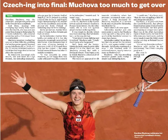 Czech-ing into final: Muchova too much to get over - PressReader
