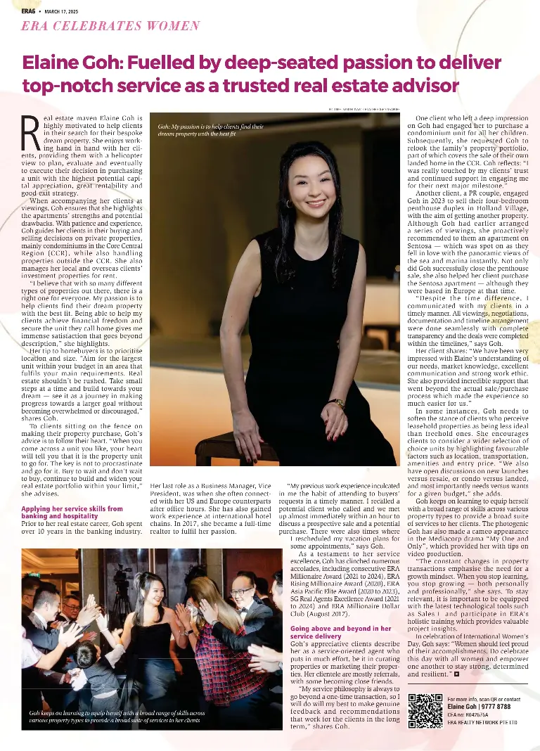 Elaine Goh: Fuelled by deep-seated passion to deliver top-notch service as a trusted real estate ...