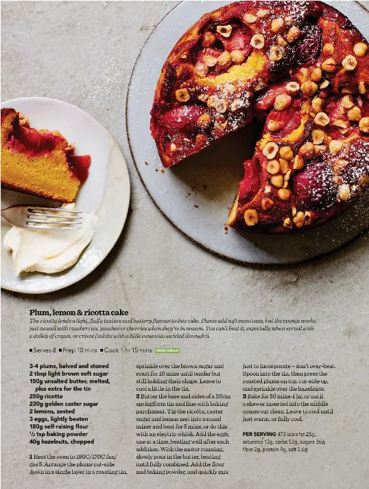 Plum, lemon & ricotta cake - PressReader