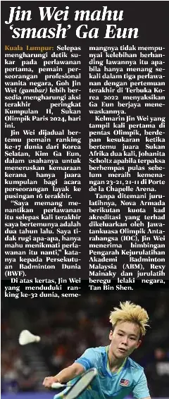 Jin Wei mahu ‘smash’ Ga Eun - PressReader
