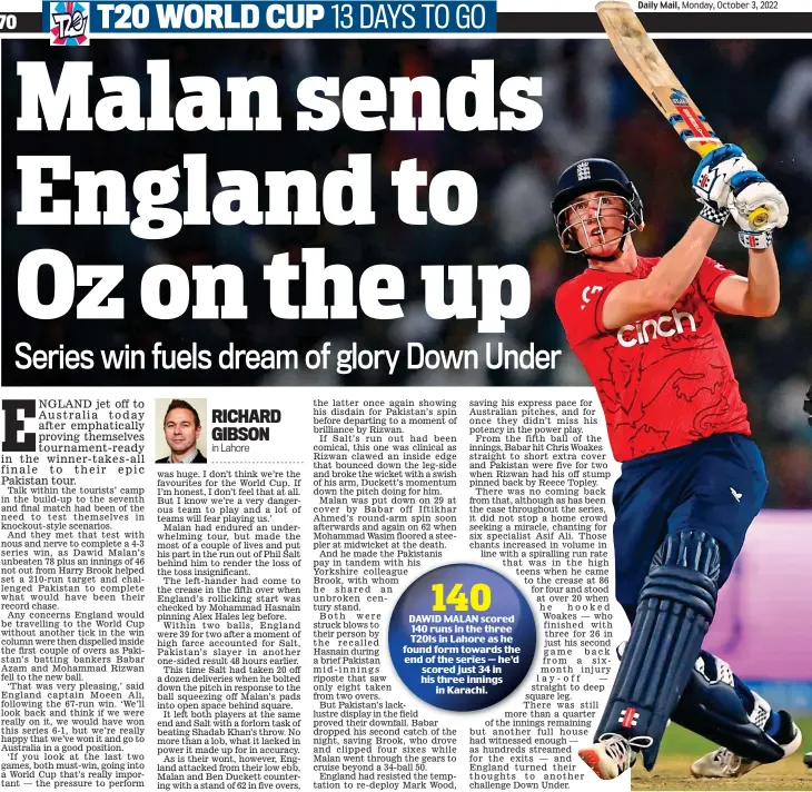 Malan sends England to Oz on the up - PressReader