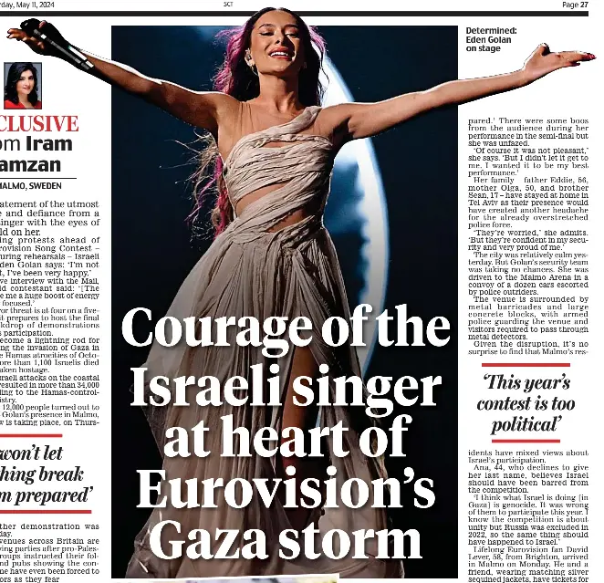 Courage of the Israeli singer at heart of Eurovision’s Gaza storm - PressReader