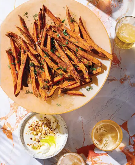 Baked Greek Sweet Potato Fries with Whipped Feta Dip - PressReader