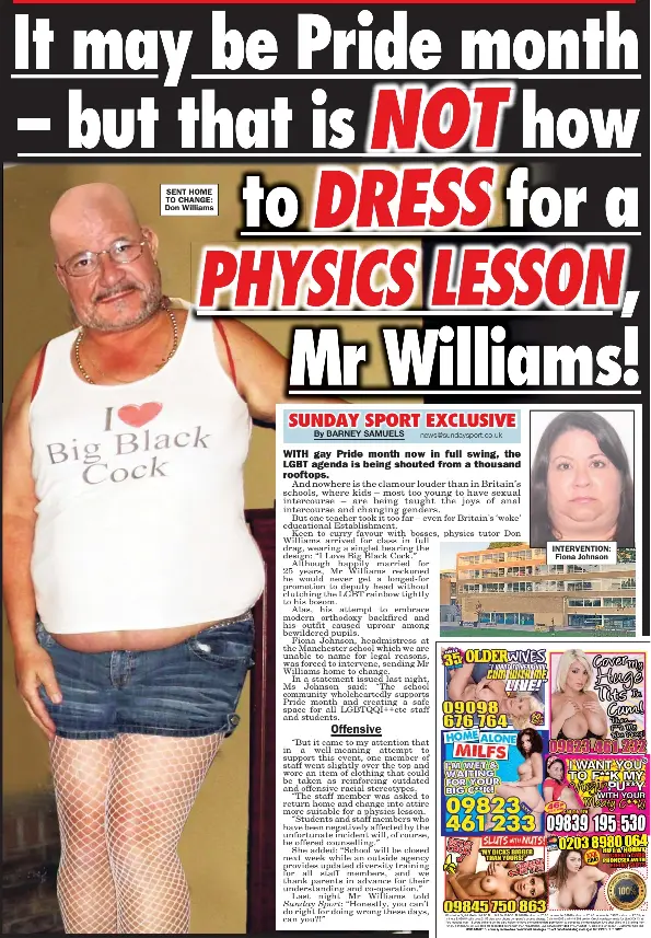 It may be Pride month – but that is NOT how to DRESS for a PHYSICS LESSON , Mr Williams ...