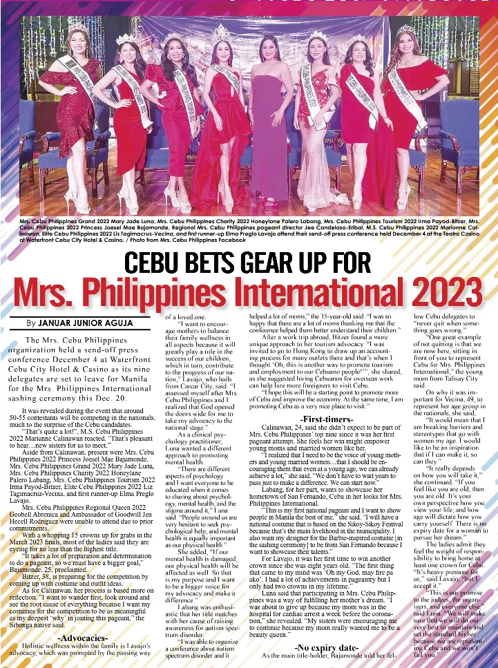 CEBU BETS GEAR UP FOR Mrs. Philippine­s Internatio­nal 2023 - PressReader