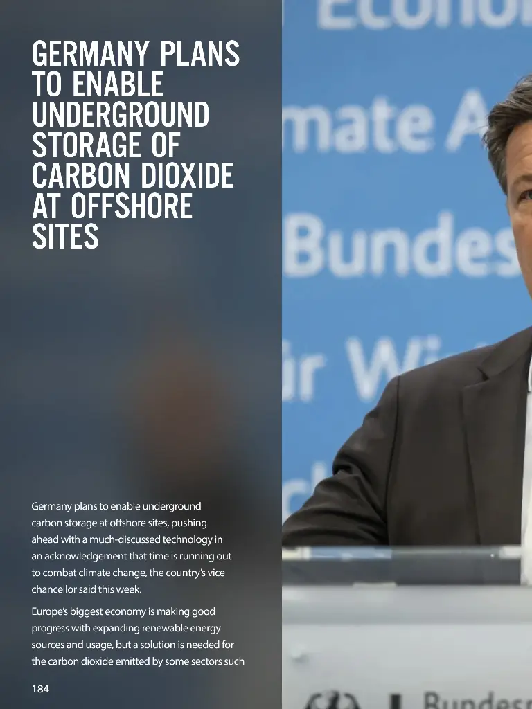 GERMANY PLANS TO ENABLE UNDERGROUN­D STORAGE OF CARBON DIOXIDE AT... - PressReader