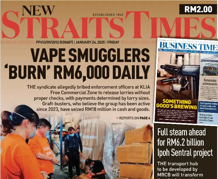 VAPE SMUGGLERS ‘BURN’ RM6,000 DAILY - PressReader
