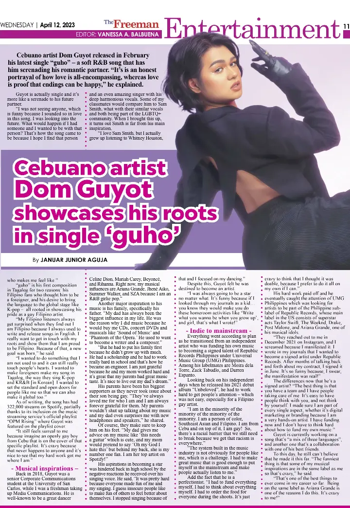 Cebuano artist Dom Guyot showcases his roots in single ‘guho’ - PressReader