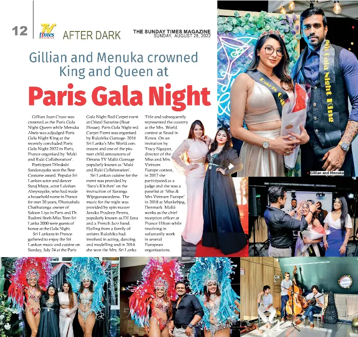 Gillian and Menuka crowned King and Queen at Paris Gala Night - PressReader