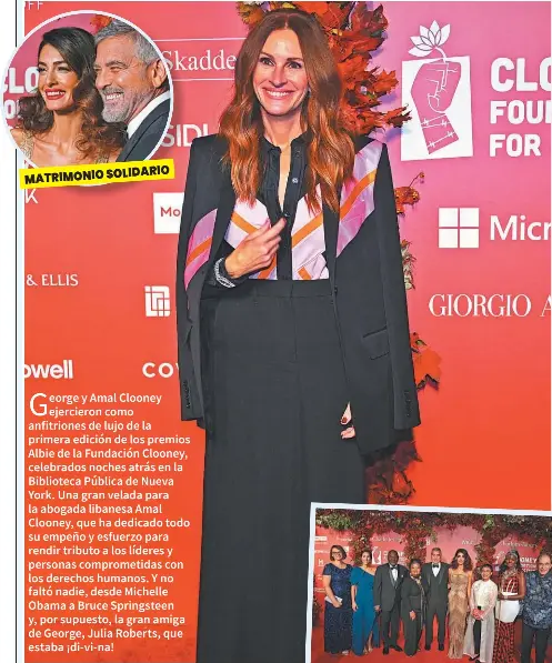 Julia Roberts dijo presente en la gran noche de Geroge Clooney y su esposa Amal en Nueva York ...