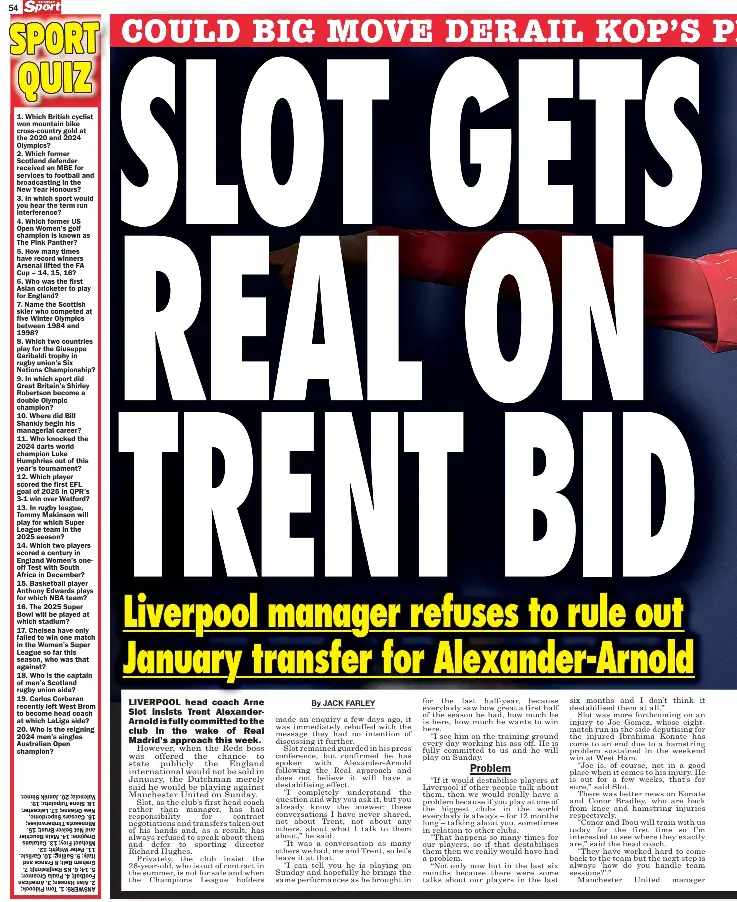 SLOT GETS REAL ON TRENT BID - PressReader
