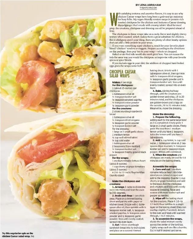 Vegan Caesar salad wrap swaps chicken for chickpeas - PressReader