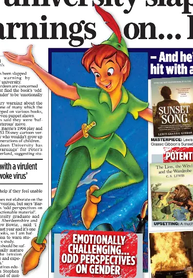 Oh DO grow up! Backlash as university slaps trigger warnings on... Peter Pan - PressReader