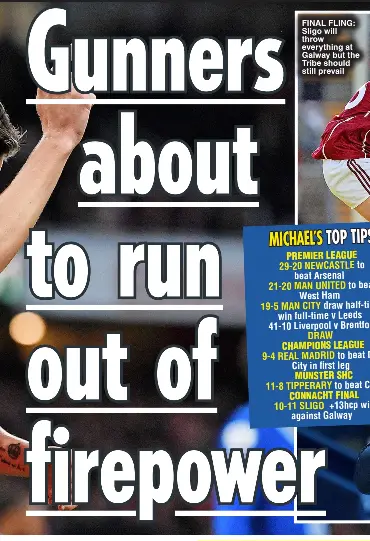 GUNNERS ABOUT TO RUN OUT OF FIREPOWER - PressReader