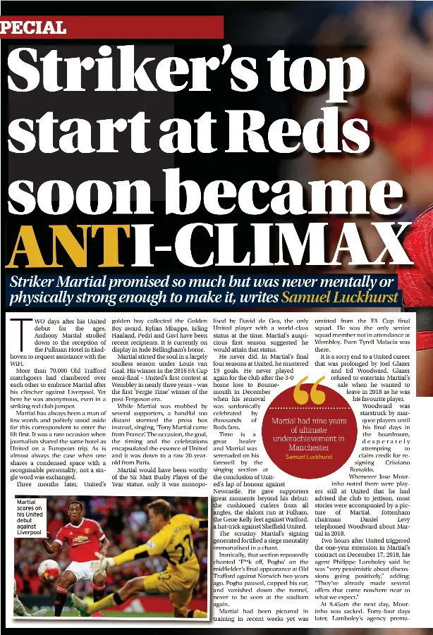 Striker’s top start at Reds soon became ANT I-CLIMAX - PressReader