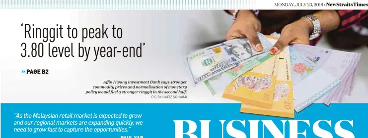 ‘Ringgit to peak to 3.80 level by year-end’ - PressReader