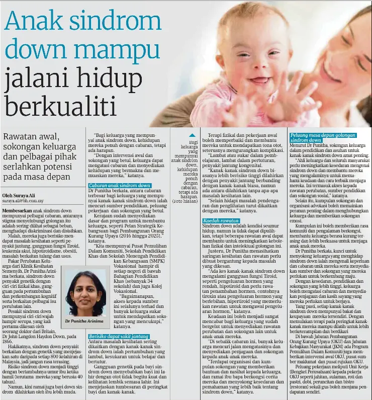 Anak sindrom down mampu jalani hidup berkualiti - PressReader