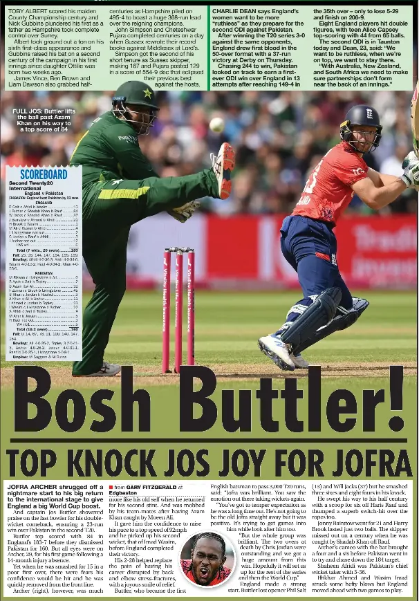Bosh Buttler! TOP KNOCK JOS JOY FOR JOFRA - PressReader