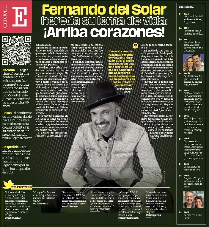 Fernando del Solar hereda su lema de vida: ¡Arriba corazones! - PressReader