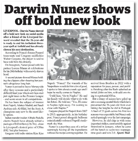 Darwin Nunez shows off bold new look - PressReader