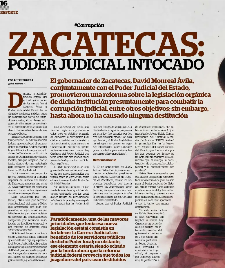 ZACATECAS: PODER JUDICIAL INTOCADO - PressReader