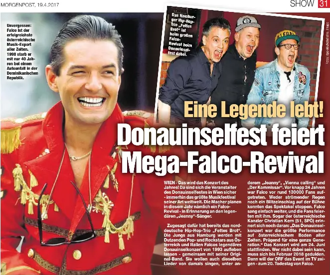 Eine Legende lebt! Donauinsel­fest feiert Mega-Falco-Revival - PressReader
