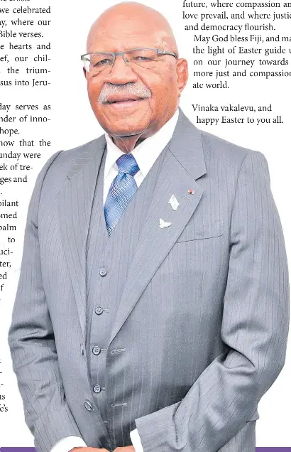 EASTER MESSAGE BY PRIME MINISTER HON. SITIVENI RABUKA - PressReader