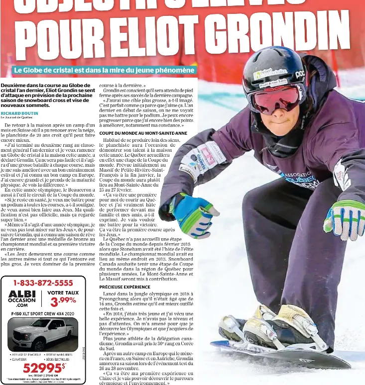 OBJECTIFS ÉLEVÉS POUR ELIOT GRONDIN - PressReader