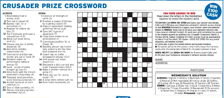 CRUSADER PRIZE CROSSWORD - PressReader