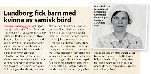 Lundborg fick barn med kvinna av samisk börd - PressReader