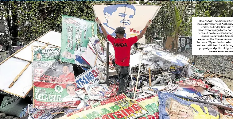 COMELEC: TARPS TAKEN DOWN WITH CONSENT - PressReader