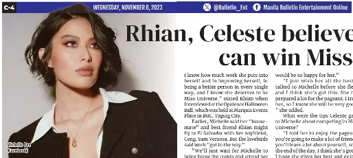 Rhian, Celeste believe Michelle can win Miss Universe - PressReader