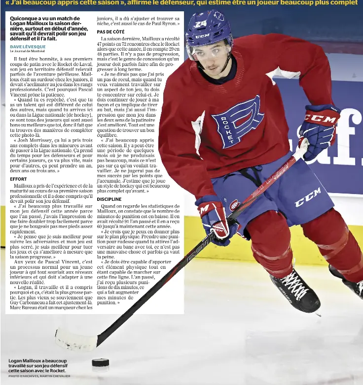 Le jeu de Mailloux est plus serré « J’ai beaucoup appris cette saison ...