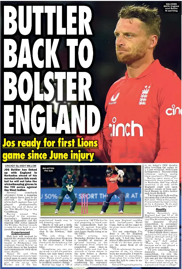 BUTTLER BACK TO BOLSTER ENGLAND - PressReader