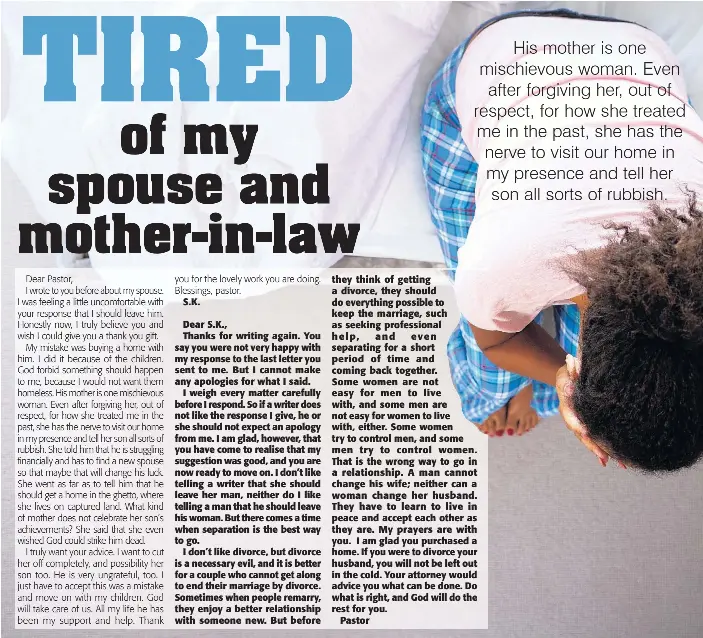 TIRED of my spouse and mother-in-law - PressReader