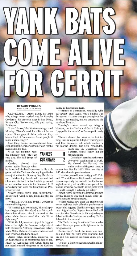 YANK BATS COME ALIVE FOR GERRIT - PressReader