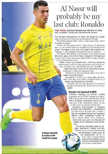 Al Nassr will probably be my last club: Ronaldo - PressReader
