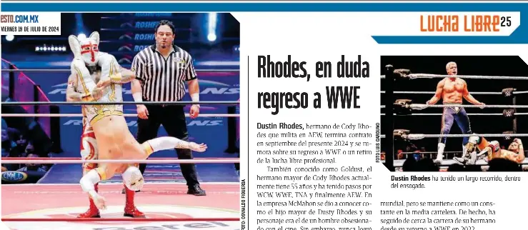 Rhodes, en duda regreso a WWE - PressReader