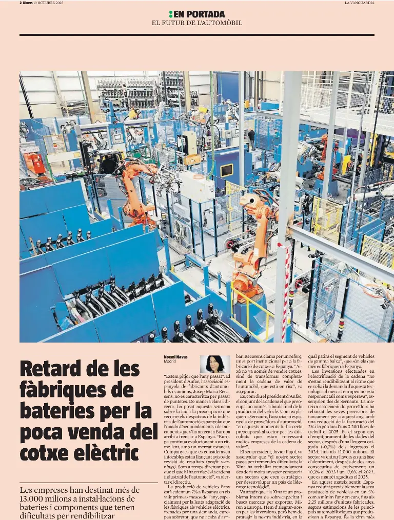 Retard de les fàbriques de bateries per la poca venda del cotxe ...