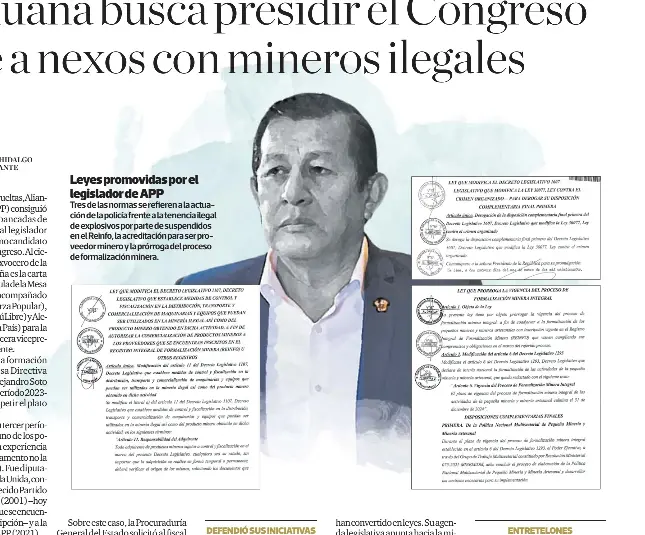 Salhuana se reunió 65 veces con mineros ilegales y ahora busca presidir ...