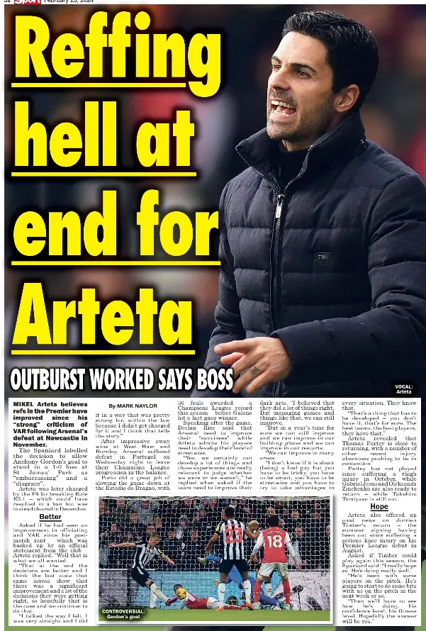 Reffing hell at end for Arteta - PressReader